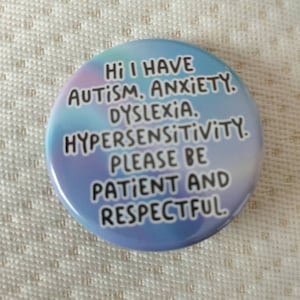 I Am Sensitive to Noises Badge Pin Sensory Badge Senses Pin Sensory ...