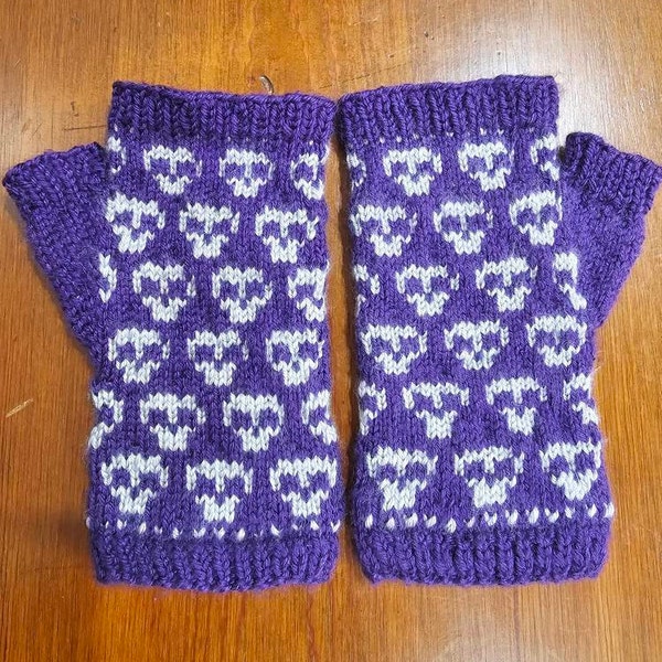 Halloween Skull Mitts - Knitting Pattern - Fingerless Gloves Mittens - Etsy
