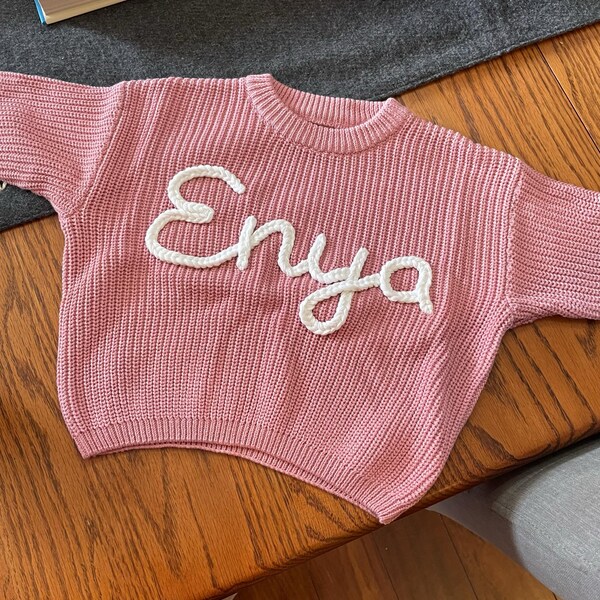 Personalized Hand Embroidered Name Baby Sweater, Monogrammed Kids ...