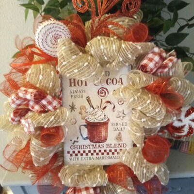 Hot Chocolate Sign Hot Cocoa Sign Candy Cane Wreath Candy - Etsy