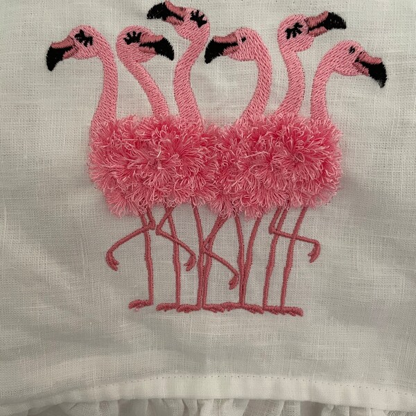 6 Fringed Fluffy Chenille Flamingos, Flock of 6 Flamingos Machine ...