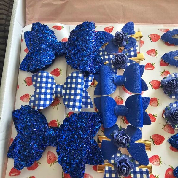 School Hair Set - Red - Hair Clips. Back to School, Gingham , Hair Set ...