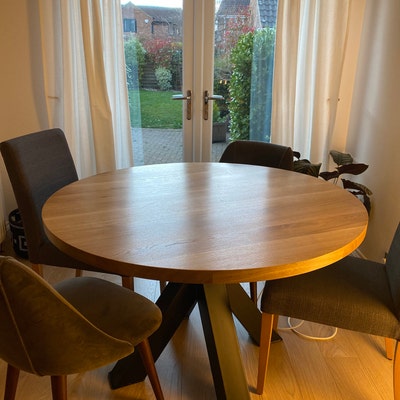 UK Oak Dine Table Handmade Bespoke Solid Oak Oval Dining Table, Chunky ...