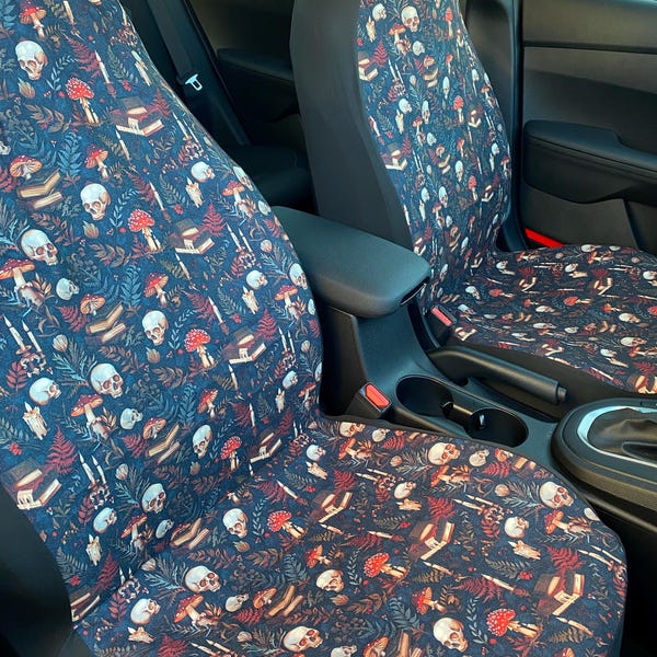 Dark Academia Car Decor - Goth Car Seat Covers - Skulls - Mushrooms ...