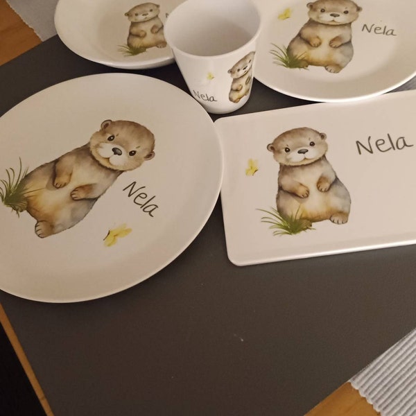 Kindergeschirr Kinderteller mit Namen Geschenk Geburt oder Taufe, Patenkind Geschenk Kleinkind ...