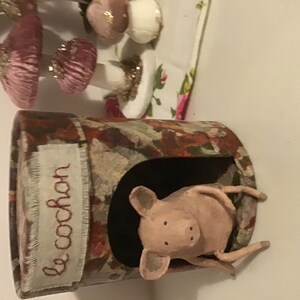 Paper Mache Pig Sculpture in Handmade Shrine, Sustainable Art for Pig ...