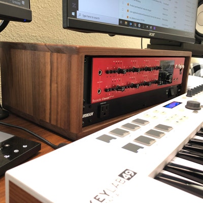 2U Rack WHITE Color Desktop Rack Walnut Wood Metal Studio Rack ...
