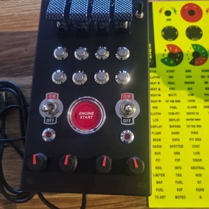 PC USB Button Box 28 Functions Back Lit Red With Neon Labels Sheet for ...