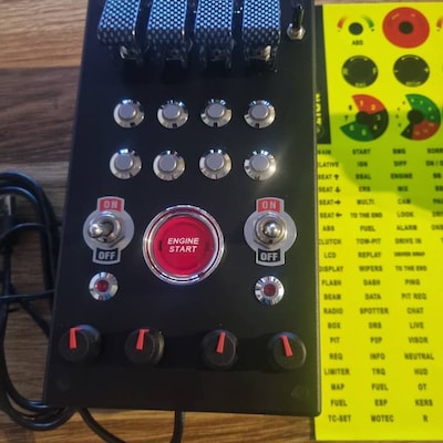 PC USB Button Box 31 Function Metallic Back Lit Green for Flight Simulators, Dcs, IL2 Prepar3d ...