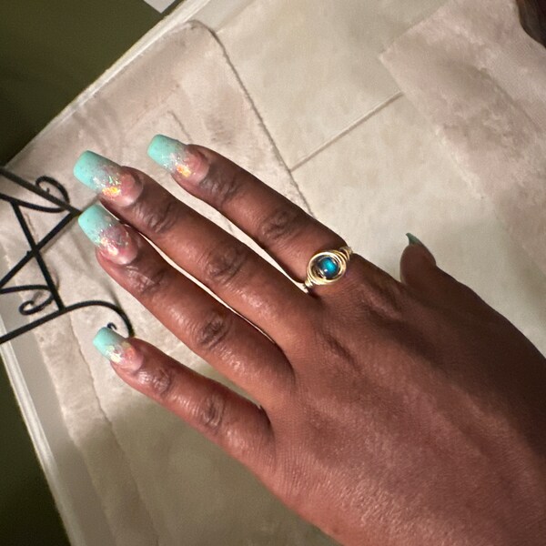 14K Gold Mood Ring, Mood Bead Ring, 14K Gold Filled Ring, Wire Wrapped ...