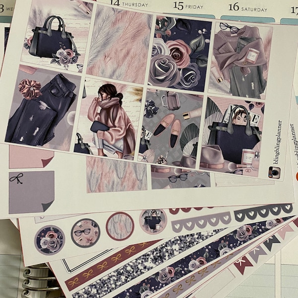WINTER FASHION PRINTABLE Stickers, Fashion Girl Erin Condren Kit ...