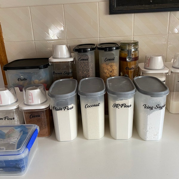 Kitchen Pantry Label Set, 24 Vinyl Pantry Stickers, Home Organisation ...