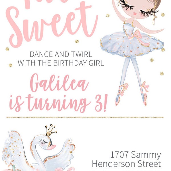 Ballerina Birthday Invitation, Ballerina Invitation, Ballet Birthday ...
