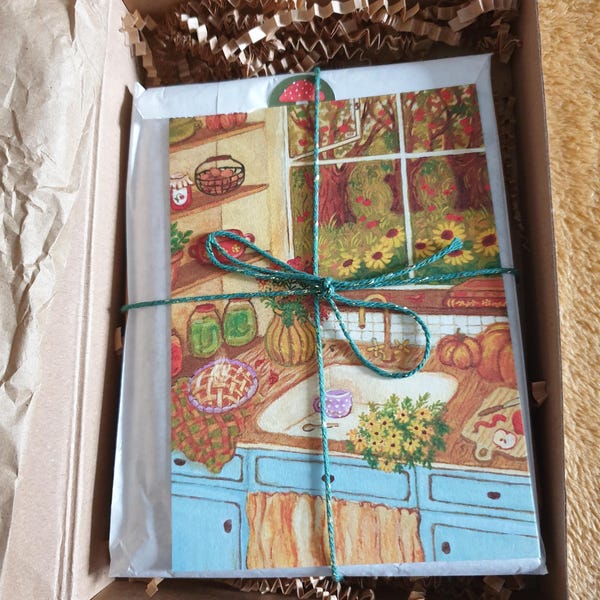 August Garden Postcard, Gardening Card, Summer at the Cottage House - Etsy