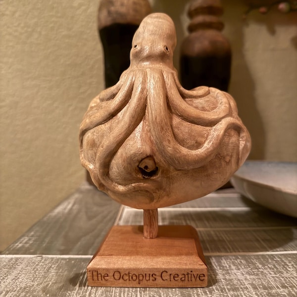 Wooden Octopus Sculpture, Customized Statue, Art, Wood Carving, Sea ...