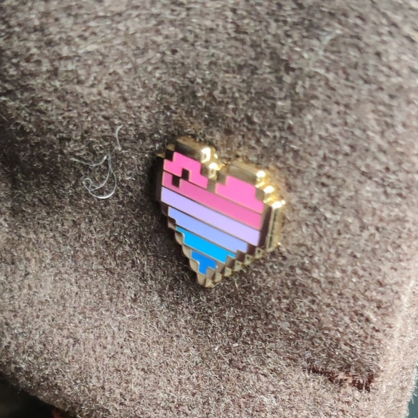 Bisexual Pixel Heart Pin — Subtle Bi Pride Flag Accessory Gift Queer ...