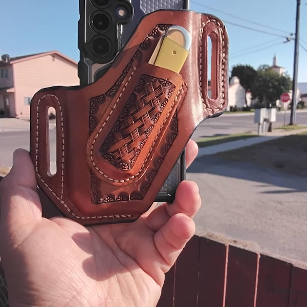 Custom Leather Cell Phone/ Trapper Combo Case - Etsy
