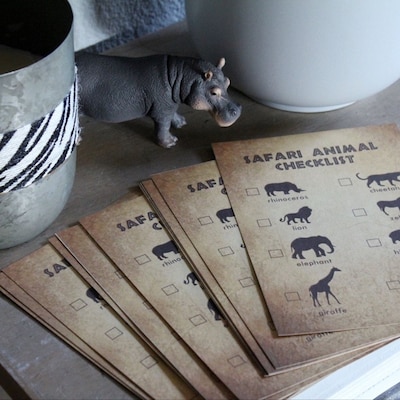Modern Safari Party Animal Safari Checklist 5x7 INSTANT DOWNLOAD PDF ...