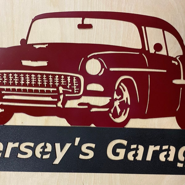 1955 Chevrolet Belair - Metal Car Sign - Man Cave Sign - Personalized ...