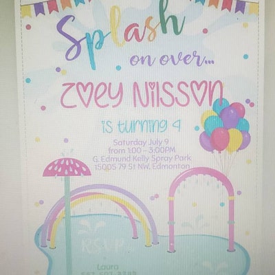 Editable Splash Pad Invitation Splash Pad Party Invite - Etsy UK
