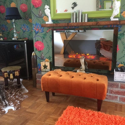 Burnt Orange Velvet Footstool 80x50x35 High,hand Made to Order,other ...