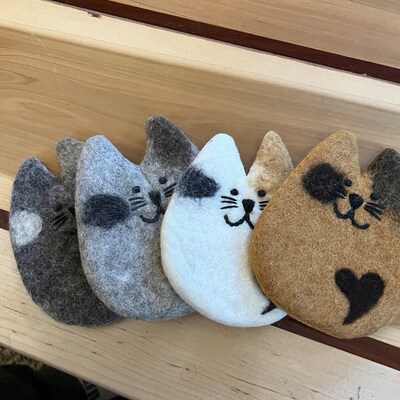 Absorbent Handmade Cat Coasters-set of Four-4-wool Felt-gifts for Cat ...