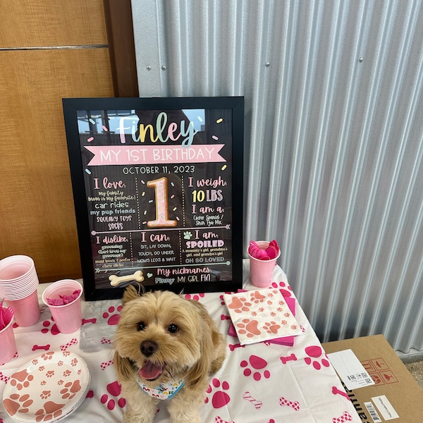 Dog First Birthday Sign, Puppy 1st Birthday Poster, Puppy First ...