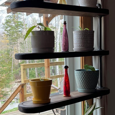 Swivel Shelf With Drip Groove for Window or Wall, Industrial Pipe Shelf ...