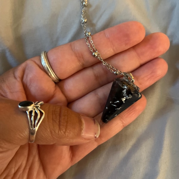 Gothic Gilded and Blue Obsidian Divinatory Pendulum, Resin Pendulum ...