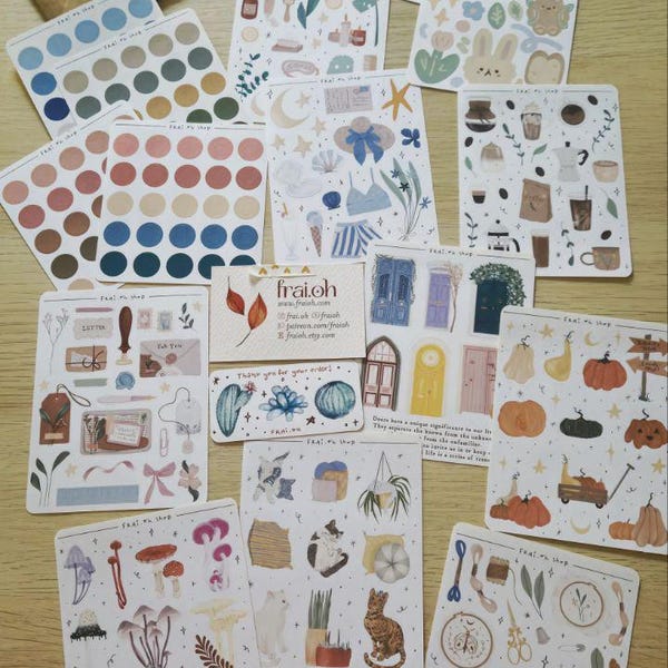 Embroidery Sticker Sheet, Journal Stickers, Planner Stickers, Scrapbook ...