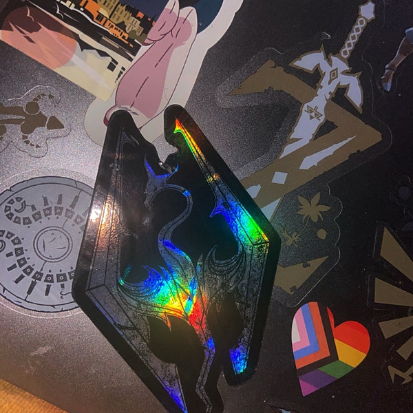 Elder Scrolls Skyrim Dragon Sticker Holographic Vinyl - Etsy