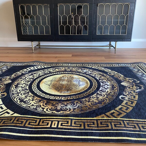 Greek Key Black Gold Medallion Shoulder Handbag - Etsy