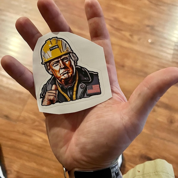 Donald Trump Hard Hat Sticker - Construction Work Sticker - Blue Collar ...