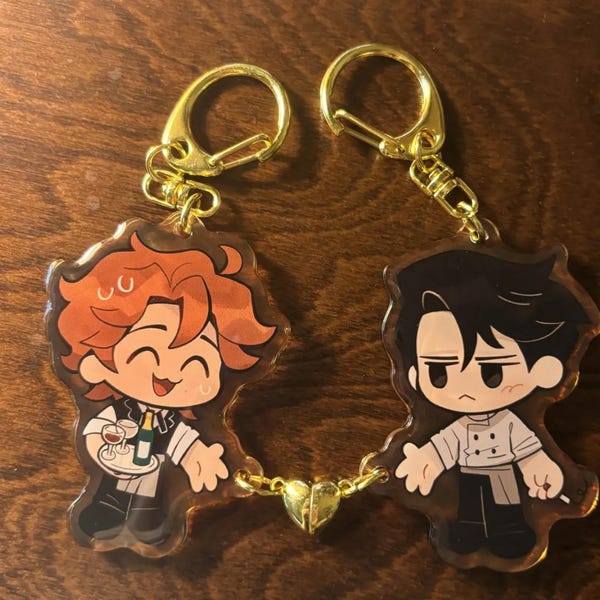 Rody and Vincent Heart Magnet Keychain Set | Dead Plate 6.5 Cm Double ...