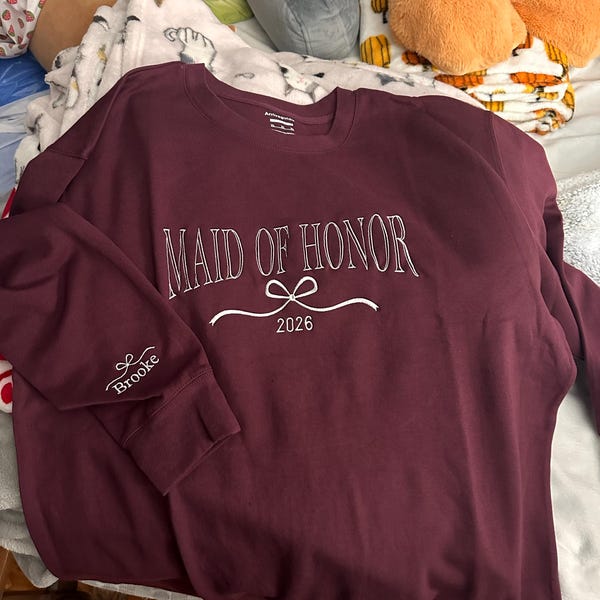 Custom Bride/maid of Honor/bridesmaid Embroidered Sweatshirt, Bridal ...
