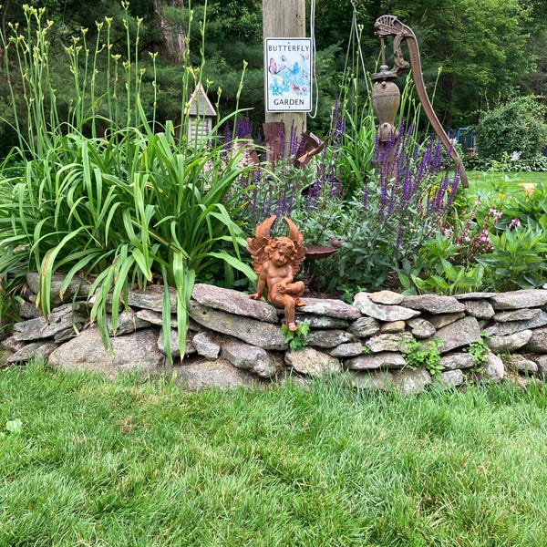 Metal Cast Iron Veiled Angel Statue - Heavy Vintage Sculpture for ...