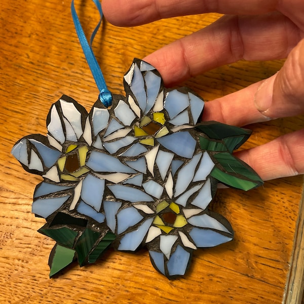 Forget-me-not Glass Mosaic - Etsy