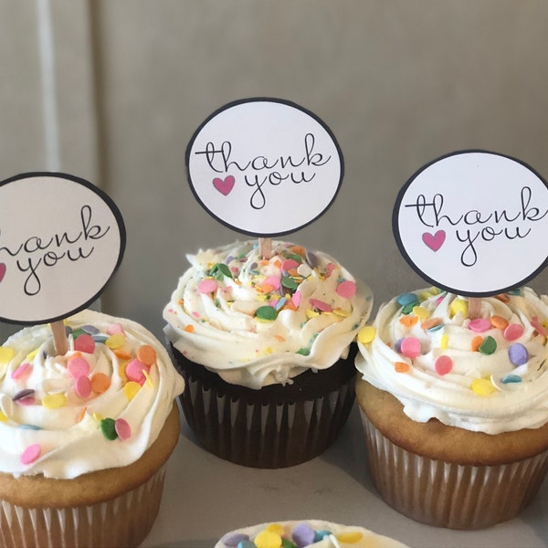 INSTANT DOWNLOAD / Thank You Heart 2 Printable Party Circles / Cupcake ...