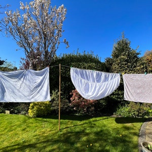 Washing Clothes Line Prop Pole Wooden Gold Stain Collapsible Handmade ...