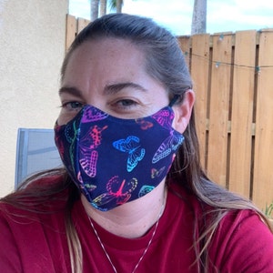 Blue Butterfly Face Mask / 100% Cotton / Reusable Washable / - Etsy