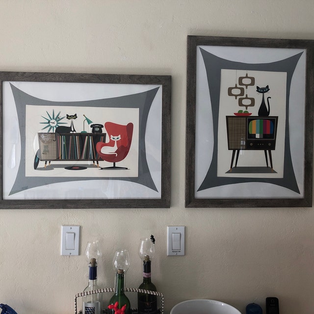 Cat Art Prints Wedding Gifts Mid Century Modern Art by DexMex