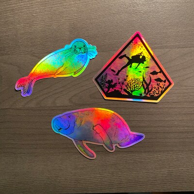 Paw Print Sticker, Holographic Dog Sticker, Hiking Vinyl Sticker, Dog ...