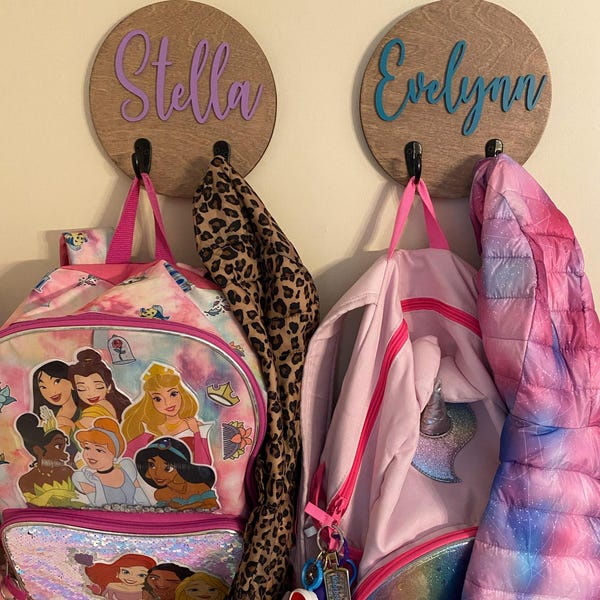 Backpack Holders, Book Bag Hanger, Round Backpack Hooks, Kids Room ...