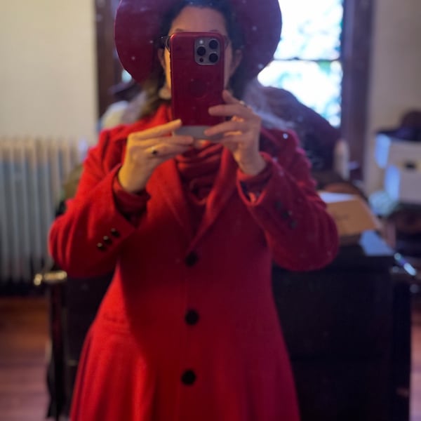 Red Long Winter Coat, Trench Coat, Maxi Wool Coat, Swing Wool Coat ...