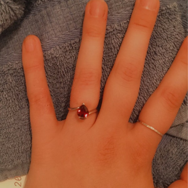 Garnet Ring, Pear Cut, Sterling Silver, Solitaire Ring, Red Garnet - Etsy