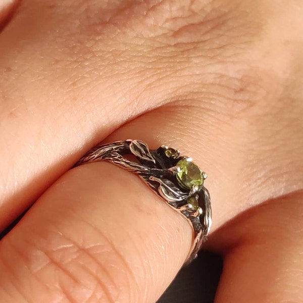 Elegant Braid Tree Branch Ring Inspired Nature for Man, Silver Vine ...