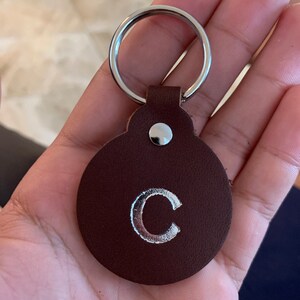 Custom Leather Circle Keychain. Monogrammed Personalized Full - Etsy