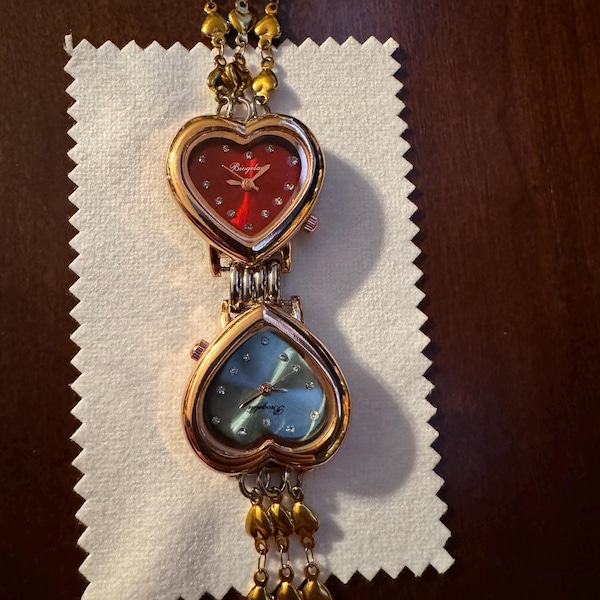 Multi Color Glamorous Charm Watch Bracelet, Vintage Gold Button Women's ...