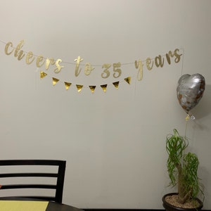 Cheers to 35 Years Banner, 35th Birthday, 35th Anniversary, Glitter ...