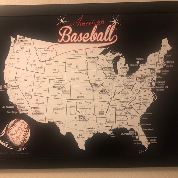 Personalized Baseball Stadium Map: Baseball Park Push Pin Map ...